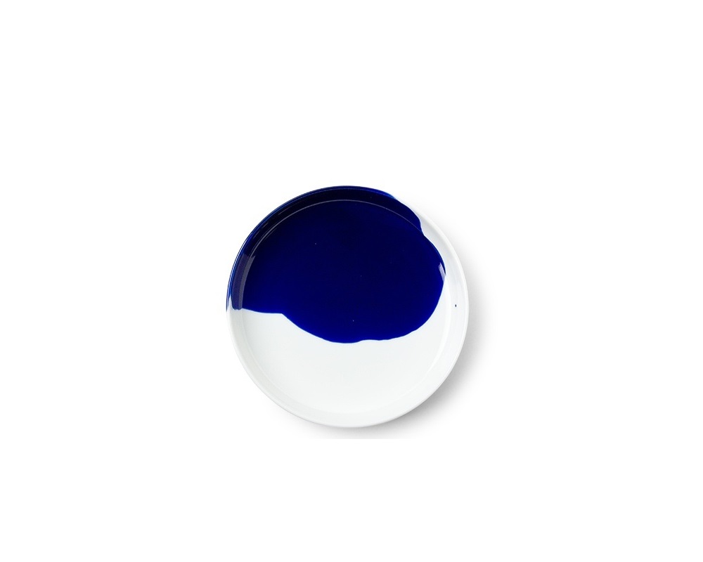 Blue Splash Design on a Ceramic Plate Made in Japan.