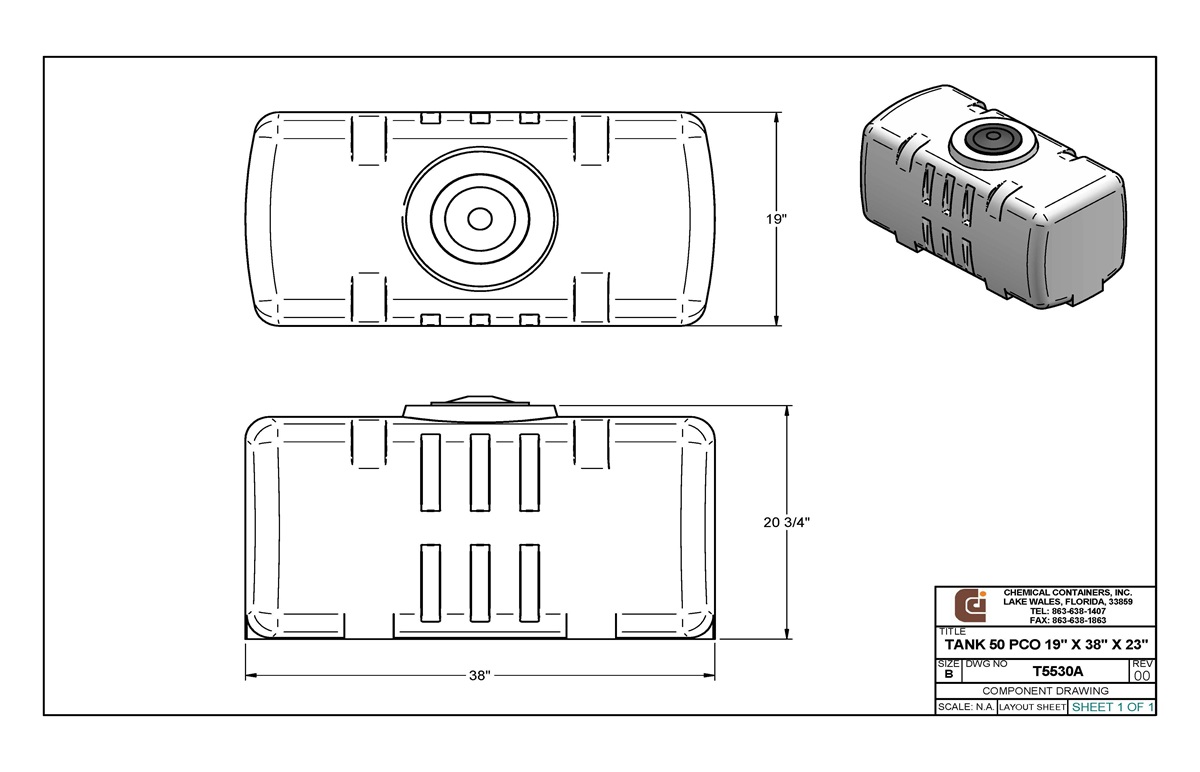 CCI - 50 Gallon Pest Control Tank - 38" L x 19" W x 23" H