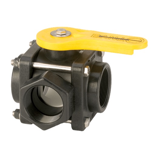 CCI - 2" Banjo 3 Way Ball Valve - Side Load - Polypropylene
