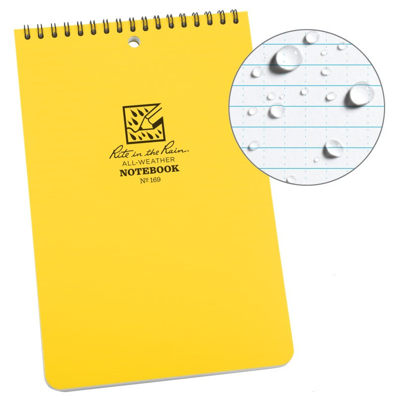Rite in the Rain Top Spiral Notebook, 6x9, Yellow, No.169