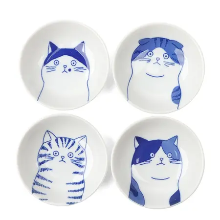 Cat Face Small Dish 3.5" Set/4