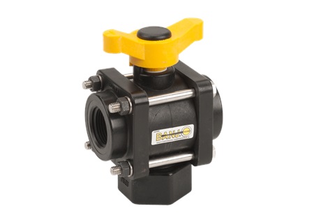 CCI - 1" Banjo 3 Way Ball Valve - Bottom Load - Polypropylene