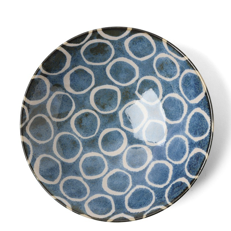 Rustic blue and brown tableware collection made in Japan available at Miya.