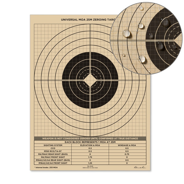 Rite in the Rain 25M Multipurpose Zeroing Targets, 8.5 x 11, No.9126