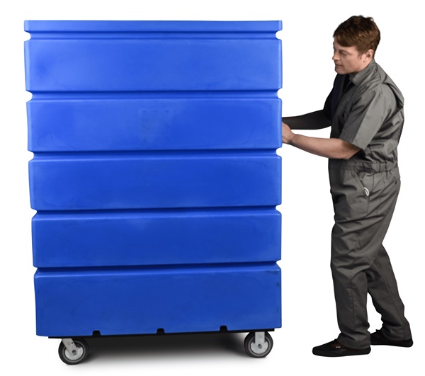 Meese 72P Hopper Front Poly-Trux with Steel Base Laundry Cart