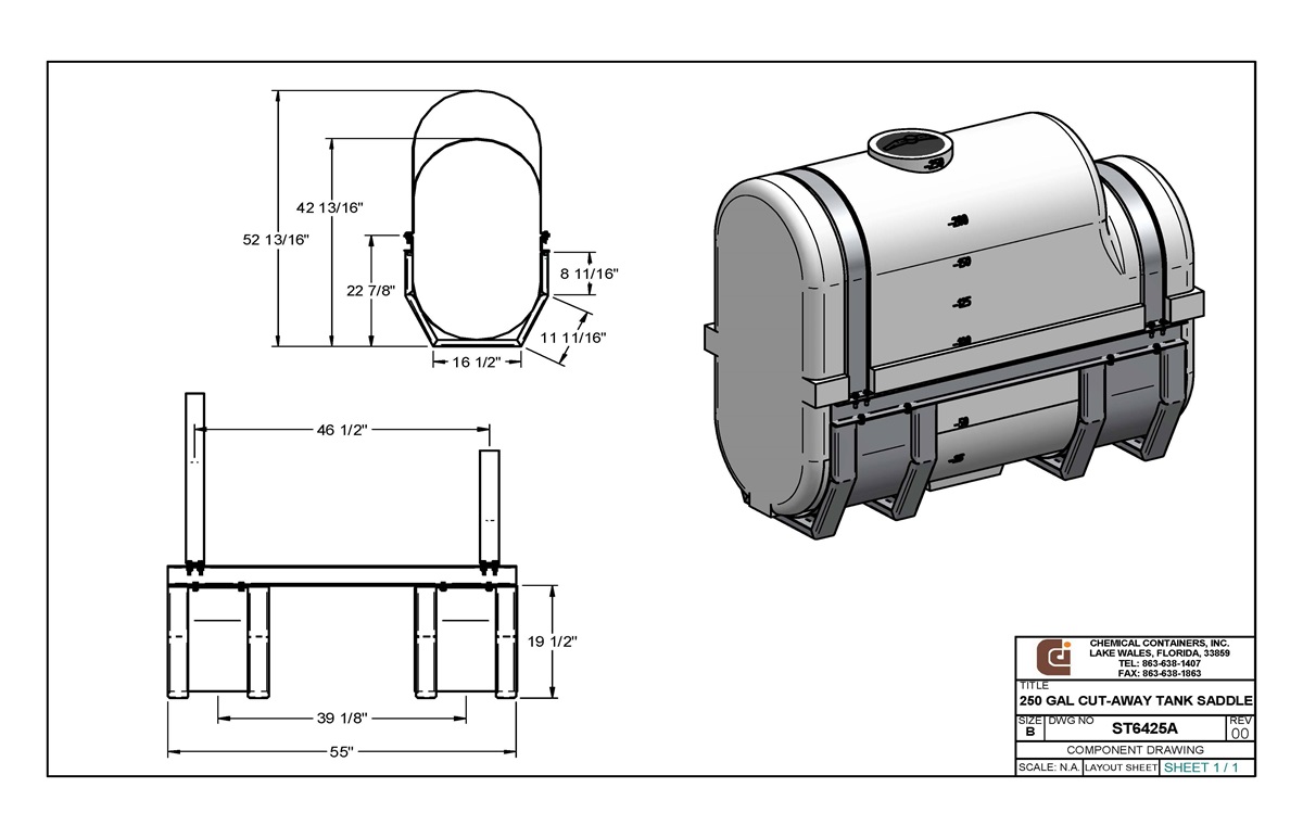 CCI - 250 Gallon X 27" Width Slimline Tank Saddle