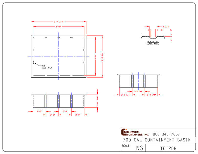 CCI - 700 Gallon Containment Basin - 96" L x 72" W X 25" H