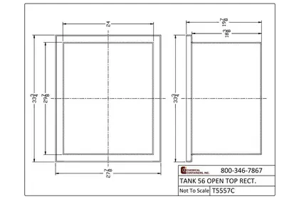 56 Gallon Polyethylene Open Top Rectangle Tank, 34" x 28" x 20"