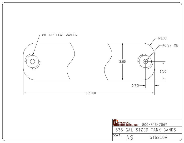 CCI - Set of 2 - 535 Gallon Horizontal Leg Tank Bands