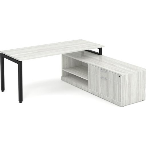 Elements L-Shape Workstation 71" x 72" x 30"D with Storage Credenza ...