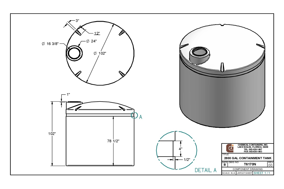CCI - 2800 Gallon Containment Basin - 102" D x 104" H