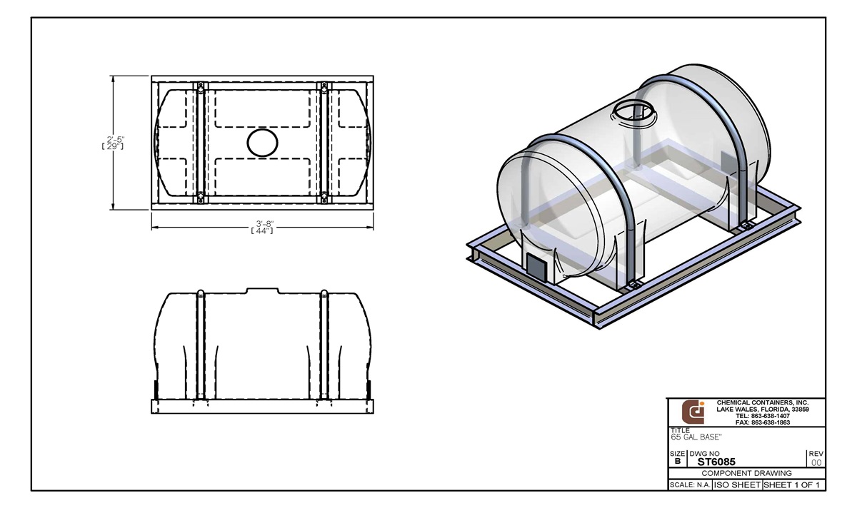 CCI - 65 Gallon Horizontal Leg Tank Base