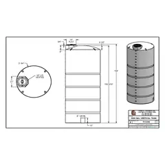2000 Gallon Polyethylene Vertical Tank - 64" D x 158" H