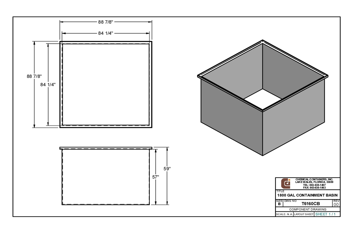 CCI - 1800 Gallon Containment Basin - 84" L x 84" W x 60" H