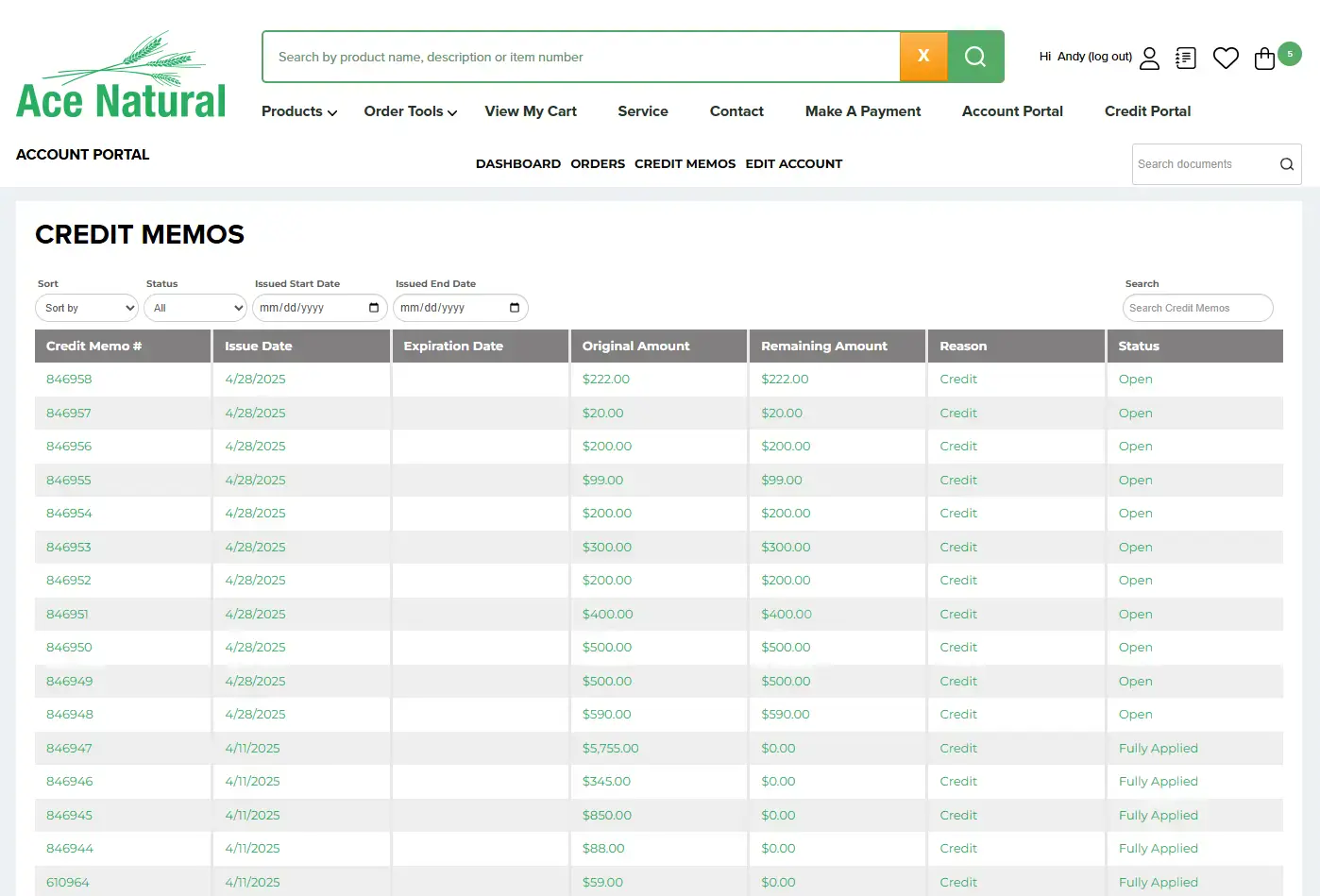Credit Memo Functionality in Nomad's Payment Portal