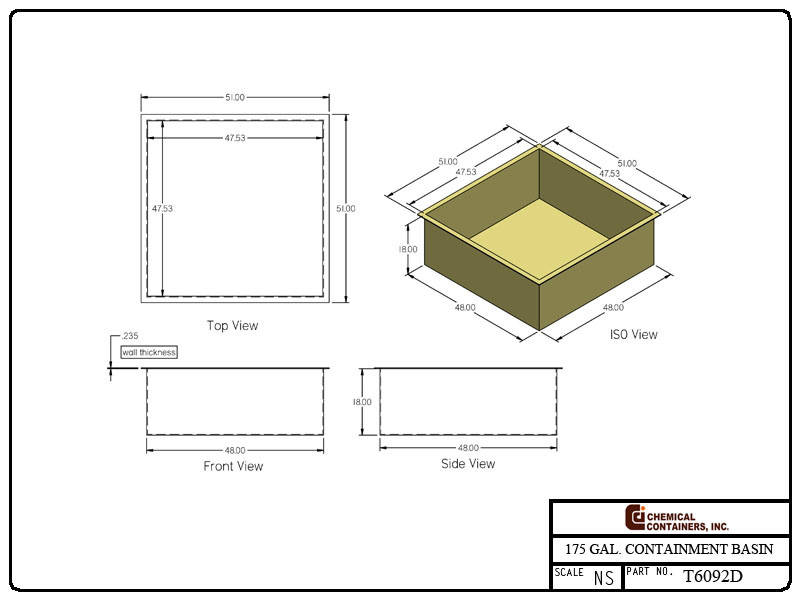 CCI - 175 Gallon Containment Basin - 48" L x 48" W