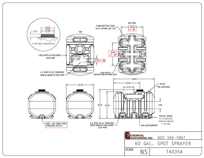 CCI - 60 Gallon Spot Sprayer Tank - 24" W x 36" L x 26" H