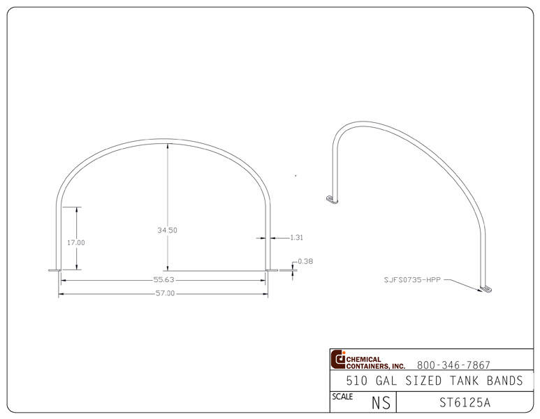 CCI - Set of 2 - 510 Gallon Horizontal Leg Tank Bands