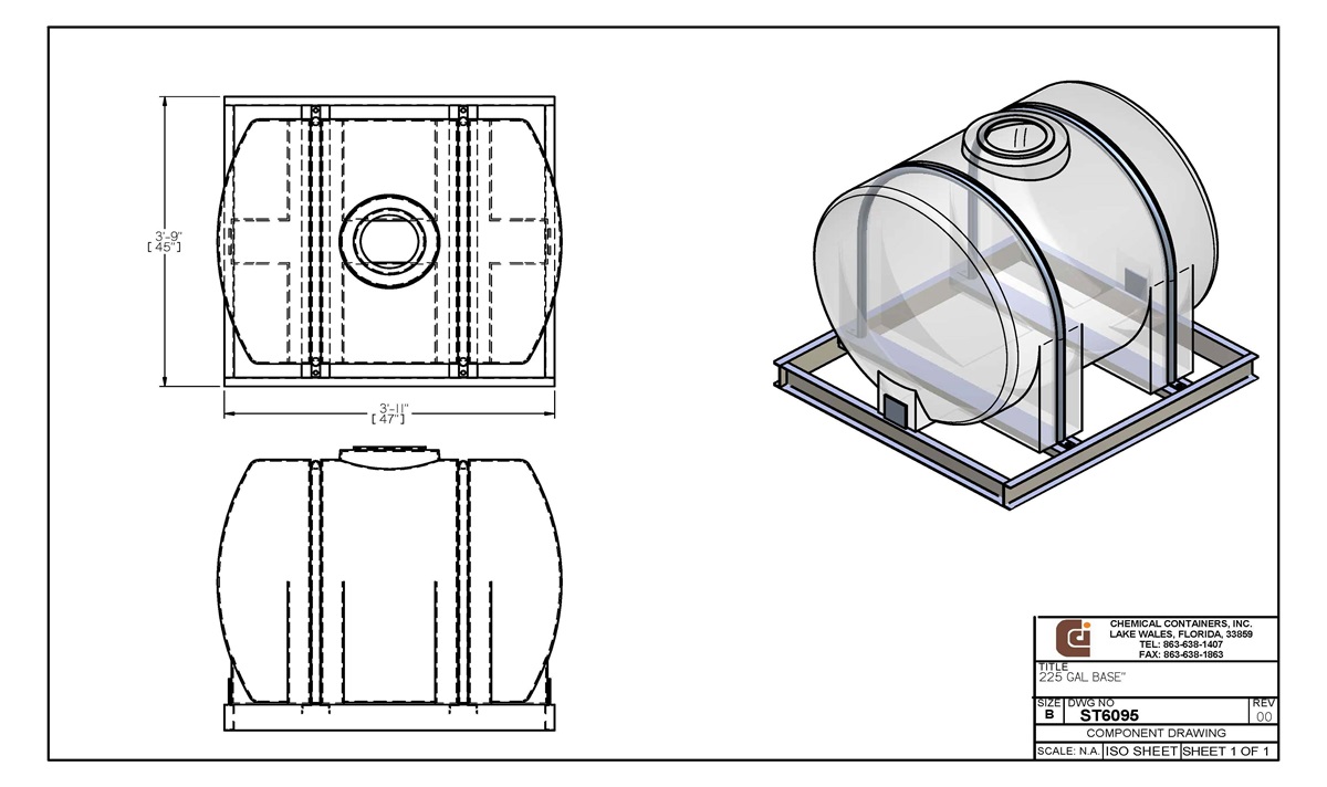 CCI - 225 Gallon Horizontal Leg Tank Base