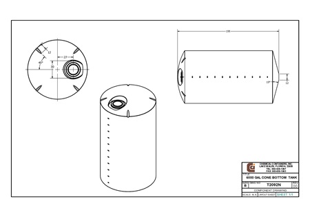 CCI - 6000 Gallon Plastic Cone Bottom Tank - 102" D x 195" H