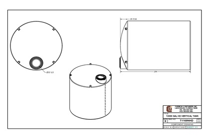 CCI - 13000 Gallon Vertical Heavy Duty Tank - 144" D x 194" H