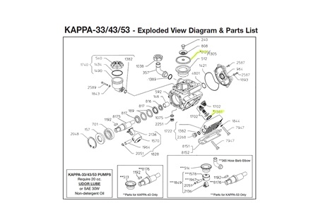 CCI - UDOR Repair Kit for KAPPA-33, 43, & 53 Diaphragm Pump