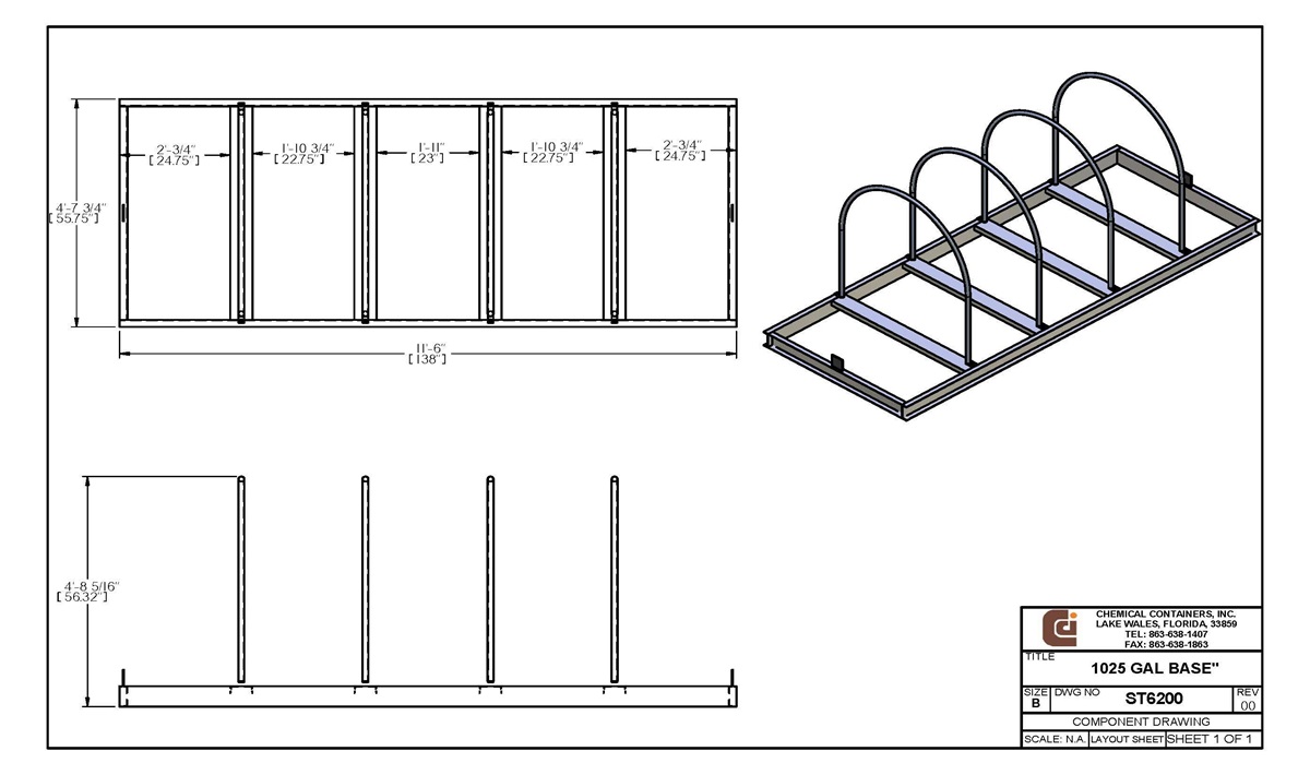 CCI - 1025 Gallon Horizontal Leg Tank Base