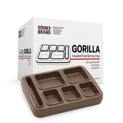 Cook's 630-120 Gorilla 6-Compartment Insulated Meal Trays (10/Case)