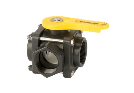CCI - 2" Banjo 3 Way Ball Valve - Side Load - Polypropylene