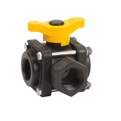CCI - 1 1/4" Banjo 3 Way Ball Valve - Side Load - Polypropylene