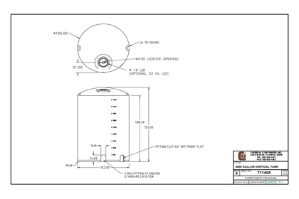 CCI - 5000 Gallon Vertical Polyethylene Storage Tank - 102" D x 156" H
