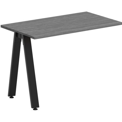 Signature Desk Return 24" x 36" - Newport Grey with Black Metal Legs