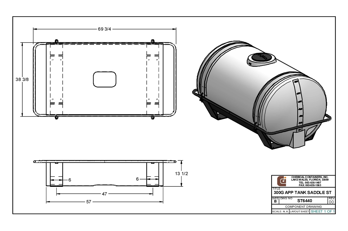 CCI - 300 Gallon 38" Diameter Applicator Tank Saddle
