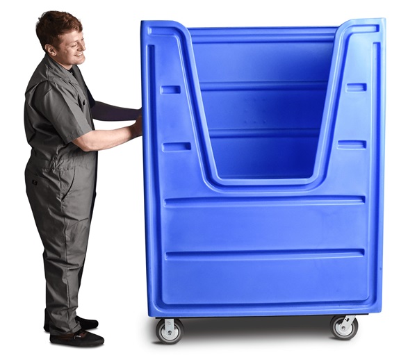 Meese 72P Hopper Front Poly-Trux with Steel Base Laundry Cart