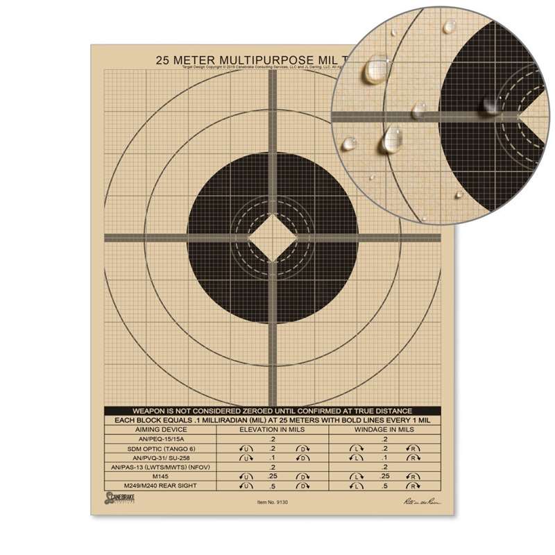 Rite in the Rain 25 Meter Zeroing Targets, 8.5 x 11, No.9125
