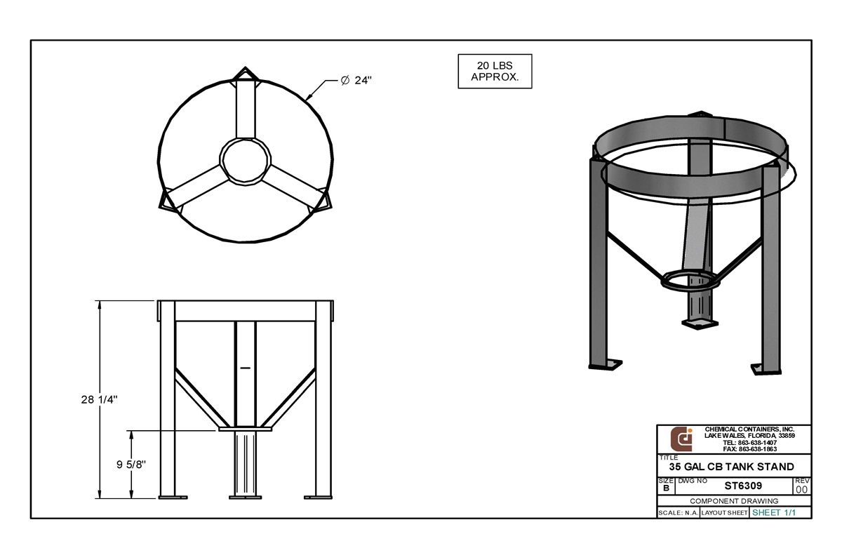CCI - 35 Gallon Cone Bottom Tank Stand