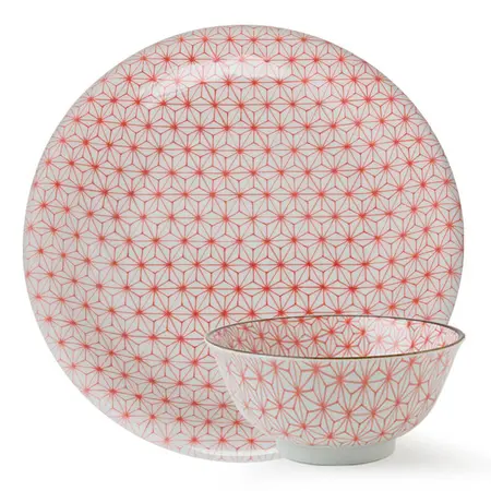 Asanoha Bowls | Traditional Japanese Pattern | Blue, Grey, Red | Miya