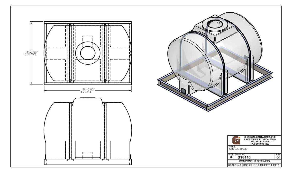 CCI - 525 Gallon Horizontal Leg Tank Base