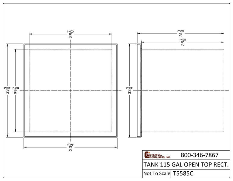 CCI - 115 Gallon Open Top Rectangle Tank - 30" L x 30" W x 30" H