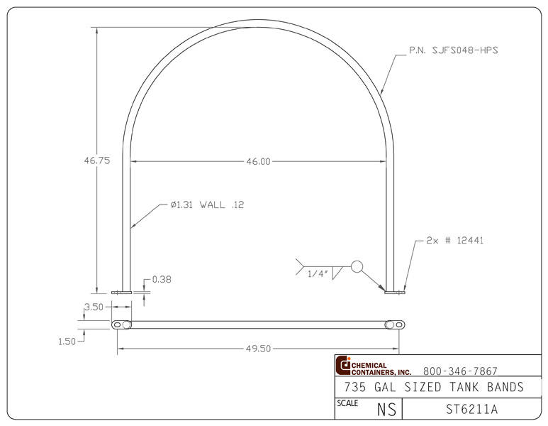 CCI - Set of 2 - 735 Gallon Horizontal Leg Tank Bands