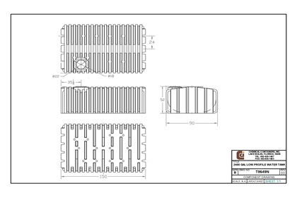 CCI - 2400 Gallon Horizontal Box Water Tank - 150" L x 90" W x 53" H