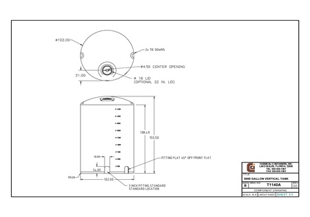 CCI - 5000 Gallon Vertical Polyethylene Storage Tank - 102" D x 156" H